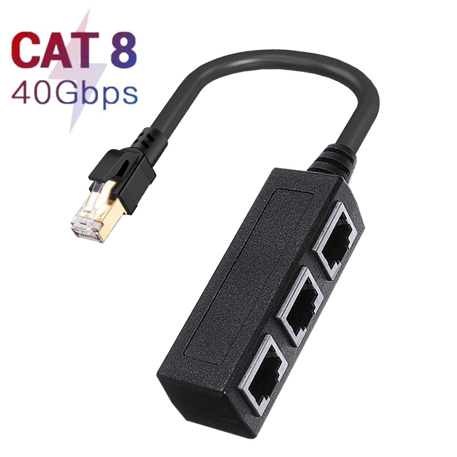 #aax0je Rj45 Ethernet Connector Splitter 1 to 3 Sockets Internet Cable Cat 5 6 7