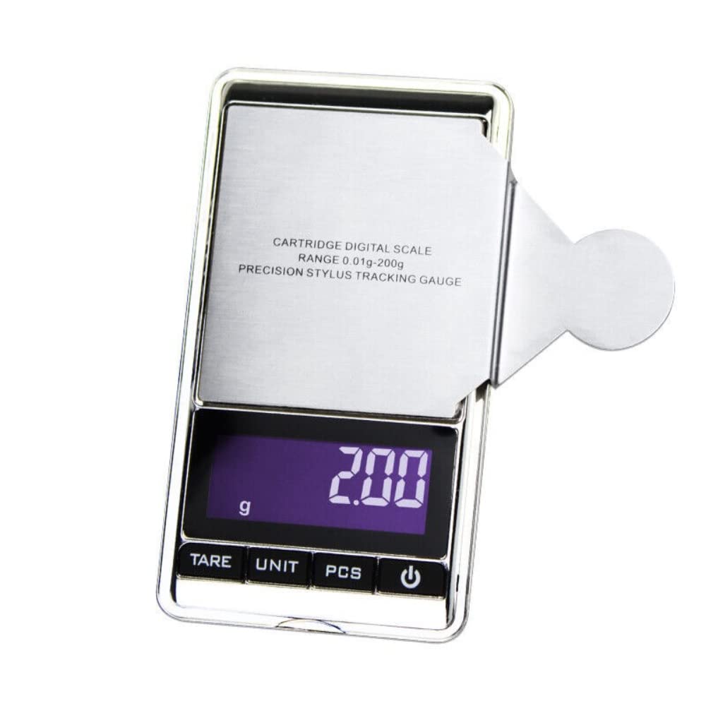 0.01g/200g Turntable Stylus Force Gauge, Digital VTF Scale with Blue LCD Backlight, Tracking Force Gauge for Tonearm Phono Cartridge