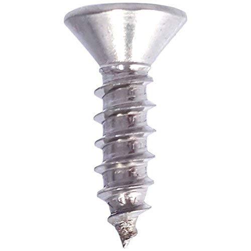 #6 x 3/8" Flat Head Wood Screws, Phillips Drive, Type 316 Marine Grade Stainless Steel, Full Thread, Bright Finish, Quantity 25 by Fastenere