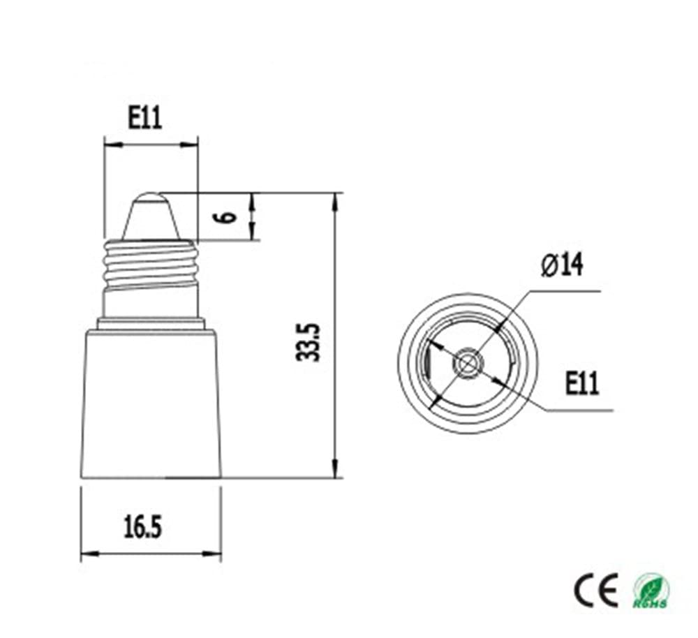 10pcs E-Simpo E11 to E11 Mini Candelabra Light Socket Base e11 led lamp Holder Adapter Extender Converter Extension(10pcs E11 to E11 Extender)