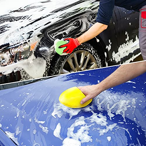 20 Pieces 5 Inch Cars Microfiber Wax Foam Applicator Pads,Microfiber Round Sponge Detailing Cleaning Pads Car Wax Applicator Pads Polish Microfiber Foam Sponge for Cars,Yellow Green Blue Dark Blue