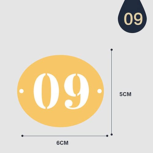 0-9 Retro Brass Table Number, 6cm Golden Card Table Number Plate, Round Hollow Countertop Digital Restaurant Plate Number, 1pcs (Color : Number 09, Size : 50x60mm)