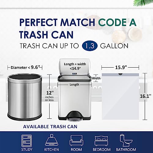 1.3 Gallon 80 Counts Strong Drawstring Trash Bags Garbage Bags by RayPard, Small Plastic Bags, Trash Can Liners for Home Office Kitchen Bathroom Bedroom, White Waste Basket Liners