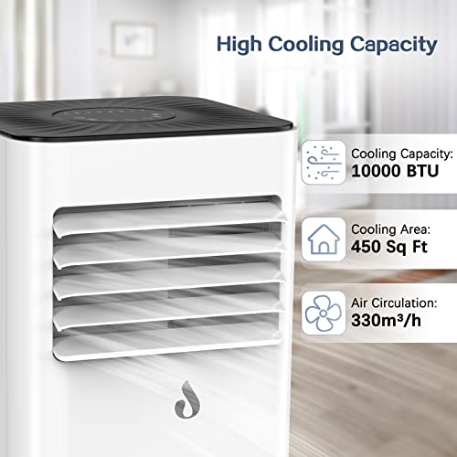 10,000 BTU Portable Air Conditioners, Portable AC With Remote for Room to 450 sq.ft 3 in 1 Air Conditioner With Dehumidification/Air Circulation/Timer And Window Kit