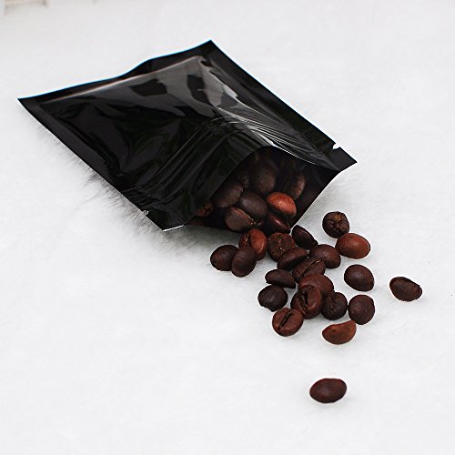 100 Glossy Black Two-Sided Aluminum Mylar Zip-Lock Flat Style Bags Outer Size 7.5x10cm (3x4")