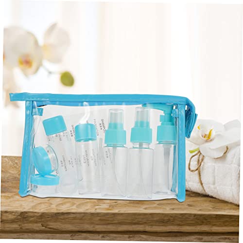 1 Set Toiletry Tools Bottles Cosmetic Holder Blends Shampoo Makeup Up Make Cosmetics and Reusable Blue Containers Essential Travel Kit Refillable Cream Size Product Lotion Soap