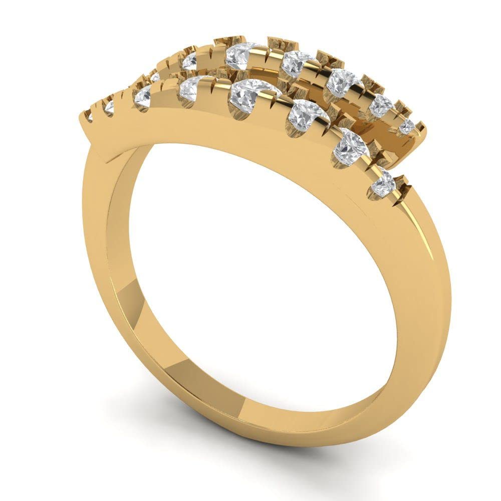 0.44 ct Brilliant Round Cut Clear Simulated Diamond 14k Yellow Gold Wedding Engagement Designer Anniversary Ring Band Sz 8.5