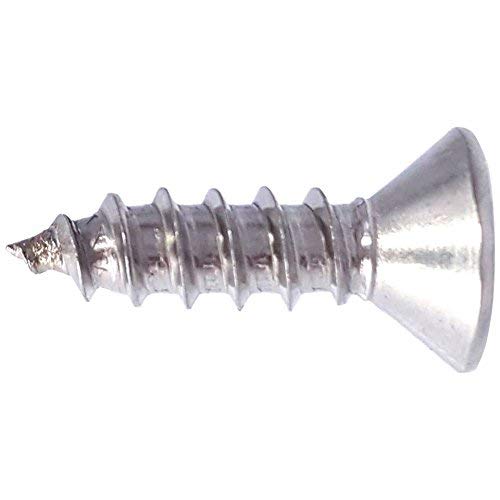 #4 x 1/2" Flat Head Wood Screws, Phillips Drive, Type 316 Marine Grade Stainless Steel, Full Thread, Bright Finish, Quantity 50 by Fastenere