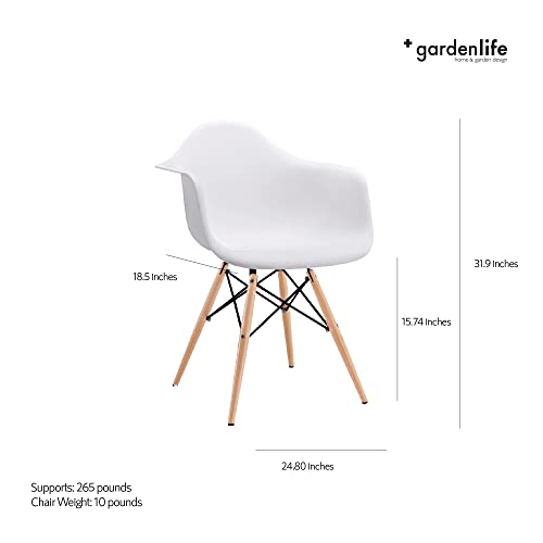 +gardenlife | Eames Nordic Chair Mid Century Design Dining Plastic Armchair | Set of 2 | Black