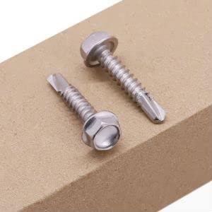 #14 x 1" Hex Washer Head Self Drilling Screws, 410 Stainless Steel, Hexagon Head Self Drilling Screws with Flange Washer Collar, 30 PCS