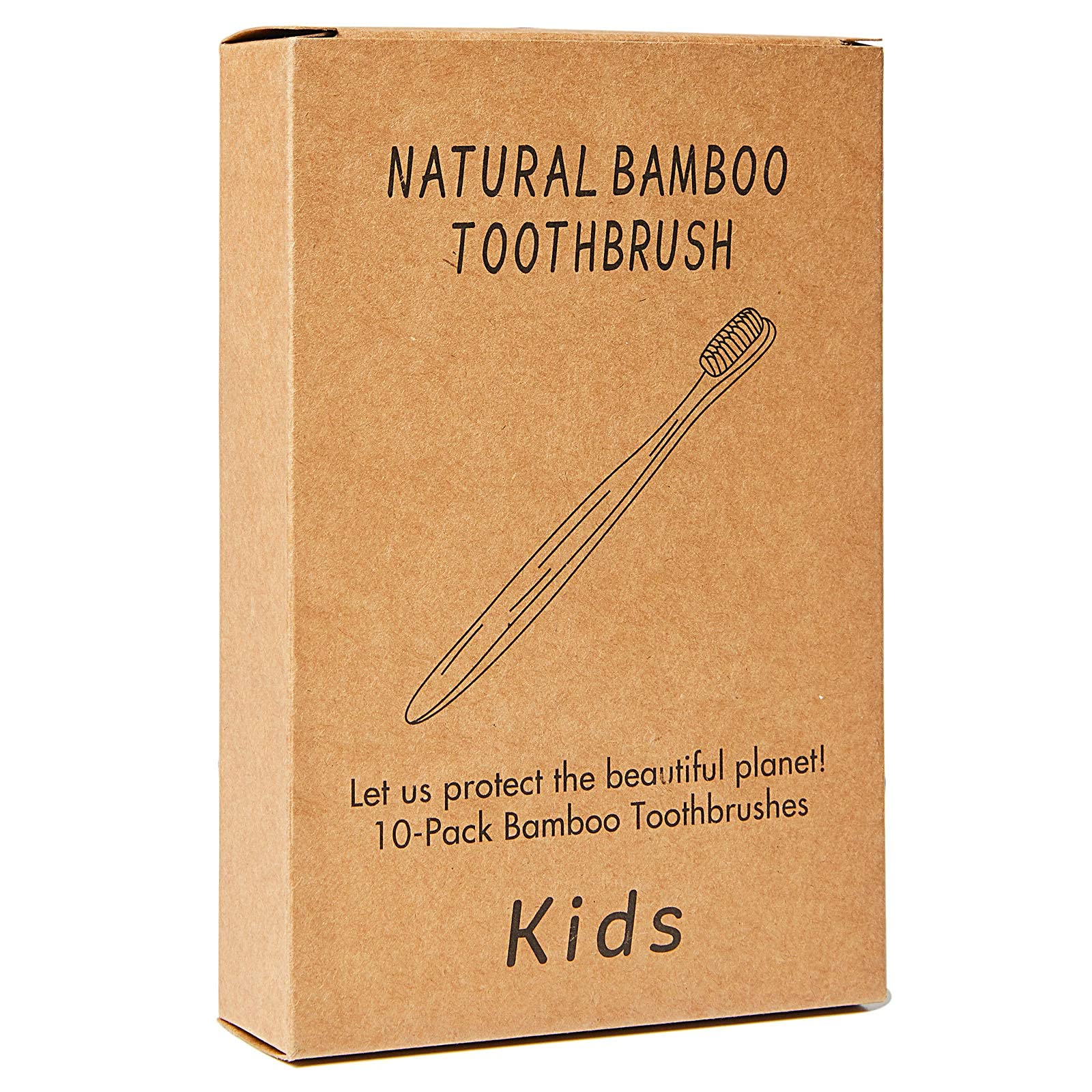 10 Pack Toddler Bamboo Toothbrushes, Extra Soft Color Spiral Bristle Suitable for Age 3+ Kids, Biodegradable Natural Wooden Toothbrush