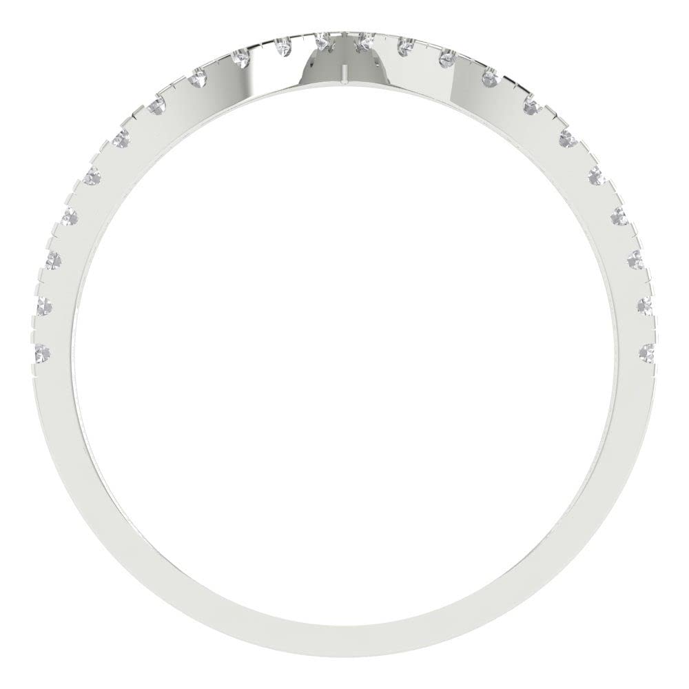 0.12 ct Round Cut Clear Simulated Diamond 14k White Gold Stackable Wedding Engagement Promise anniversary Band Sz 7.5