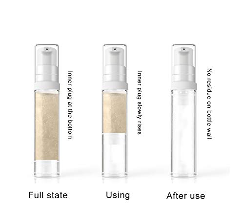 10 Pcs Clear Airless Pump Bottles,Refillable Empty Transparent Plastic Airless Lotion Pump Vacuum Container Diffuser Travel Size Lotion Sample Packing Vial-FREE Funnel,Dropper (5ml/0.17 Qunce)