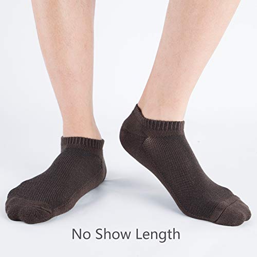 +MD Mens Breathable Bamboo Socks Moisture wicking and Odor Resistant Low Cut No Show Athletic Socks,4 Pack Coffe10-13