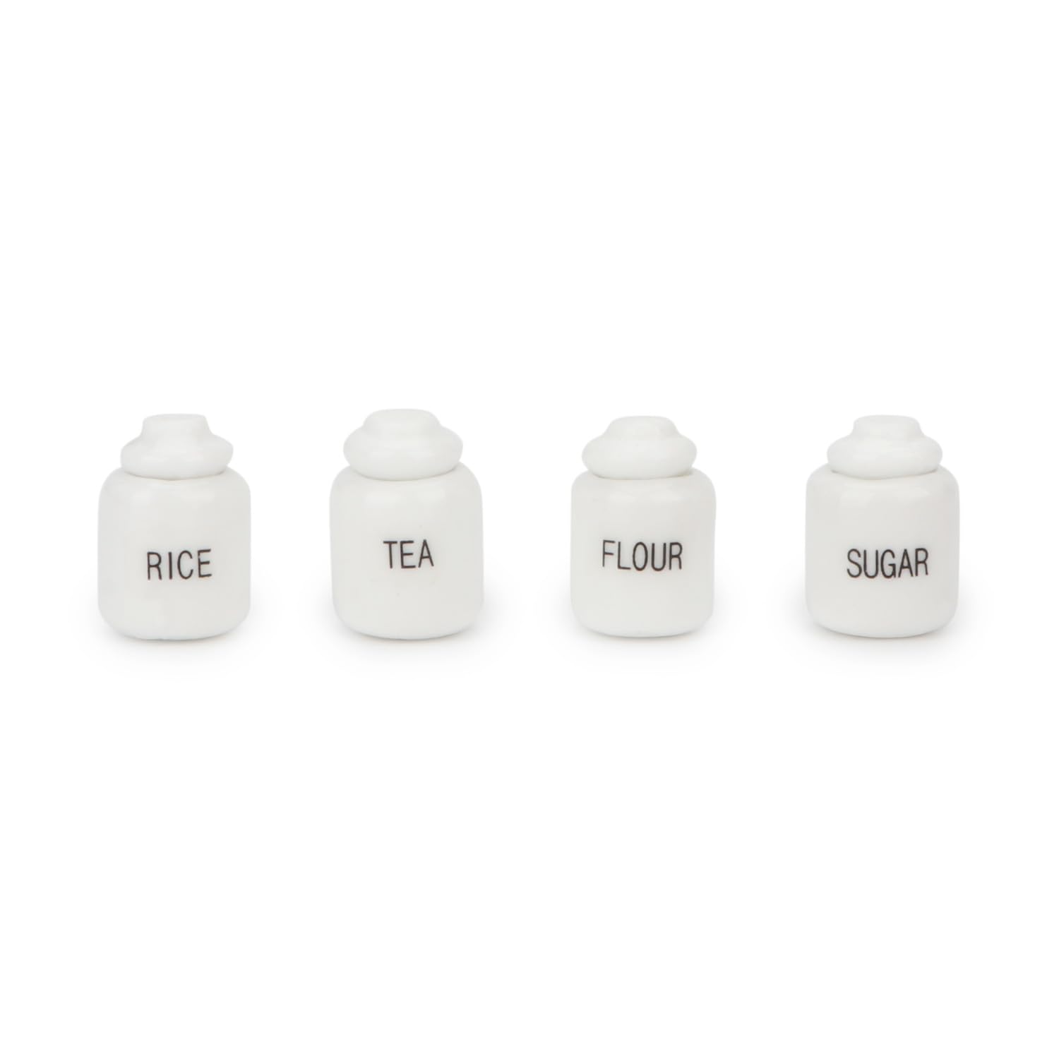 1:12 Scale Kitchen Food Accessories Miniature Sugar Shaker Candy Food Model Pretend Play 4 Jars Set Dollhouse Ornament Mini Scene Accessories Restaurant Candy Simulation (Porcelain)
