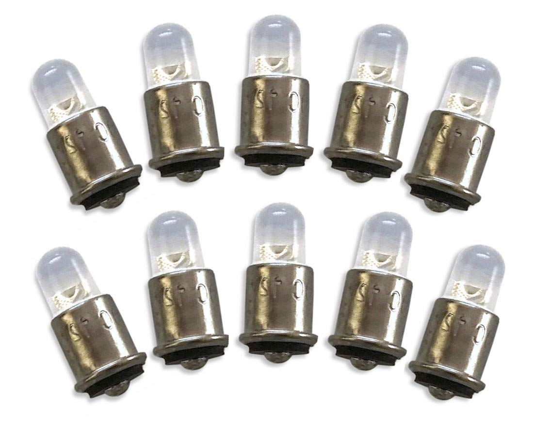 #327 LED Replacement Bulb | 28-Volt DC | Bi-Polar Contacts | Midget Flanged Base | Replaces Filament Bulb Numbers: 327, 387, 376, S3368-2, MS25237-327, AN3140-327 ((10-Pack; Bright White))