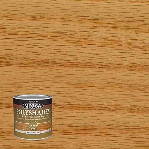1/2 pt Minwax 21370 Classic Oak PolyShades Wood Stain and Polyurethane, Satin