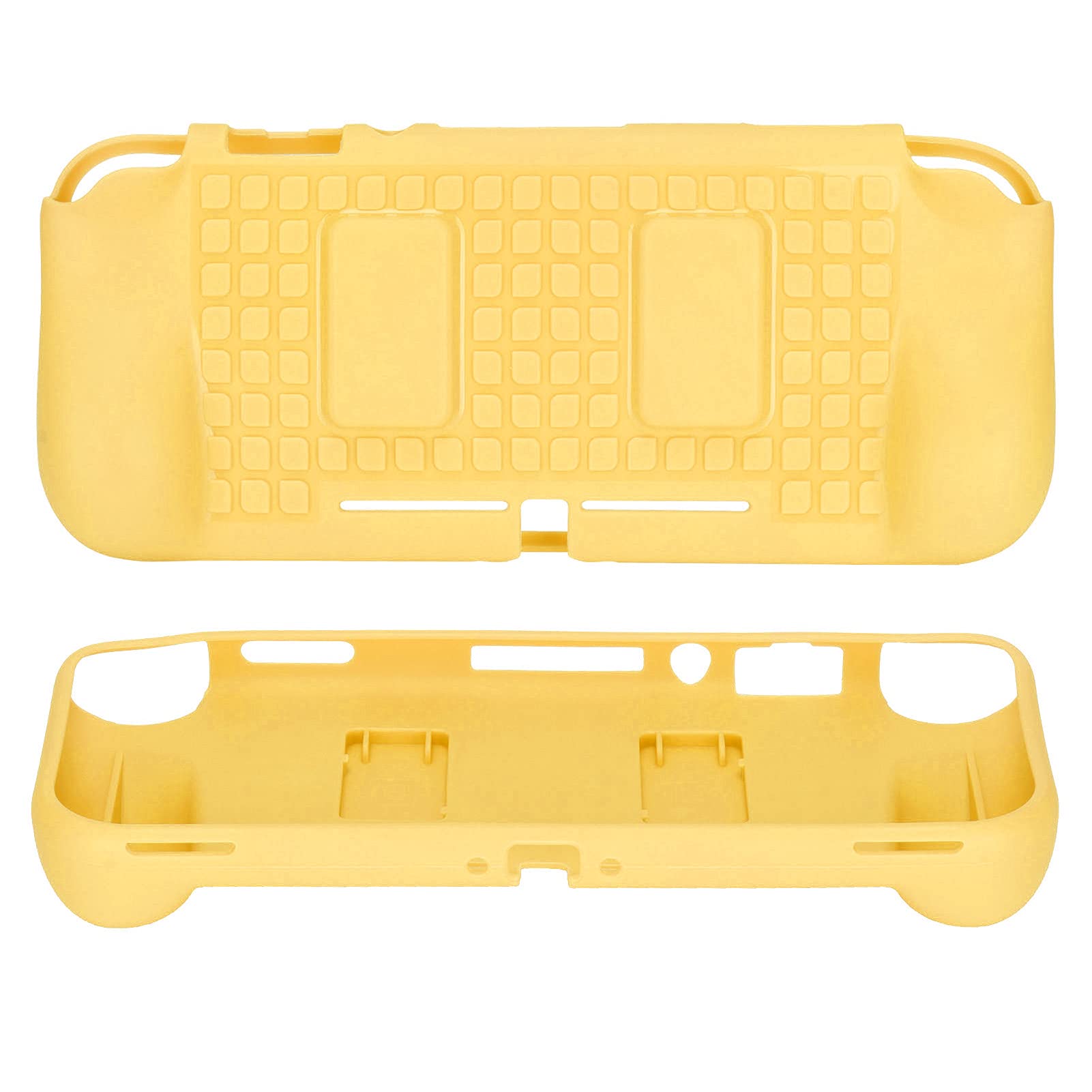 01 02 015 TPU Protective Case, Half Packed Protective Shell Case Elastic 2 Game Card Slots Ergonomics for Switch Lite(Yellow)