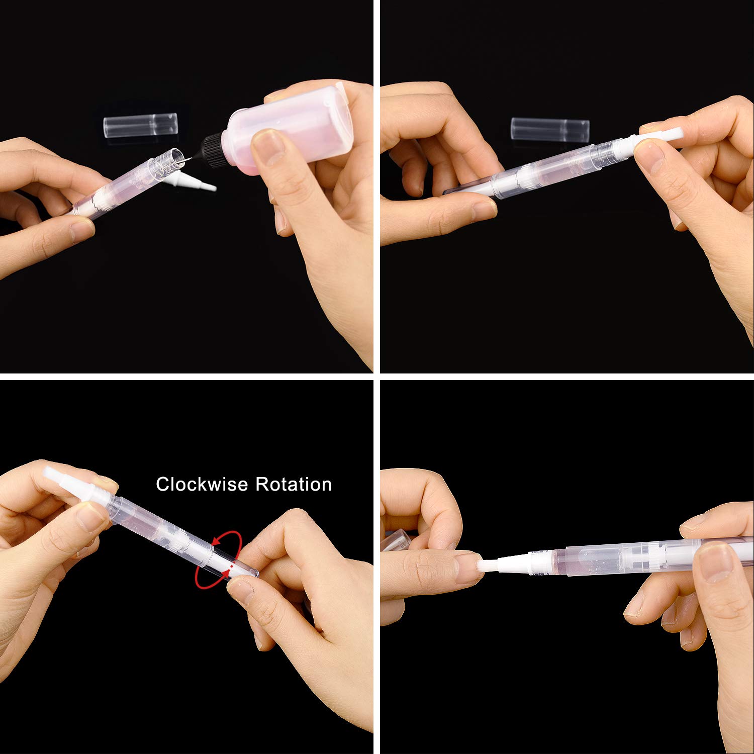 12 Pack 3 Ml Transparent Twist Pens Empty Nail Oil Pen Brush, Cuticle Oil Pen Cosmetic Lip Gloss Container Applicators