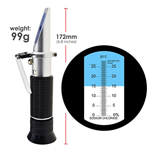 0-28% Salinity Refractometer ATC, Sodium Chloride (NaCl) Salt Level Meter Tester, Test Kit for Sea Water Brine Seawater Food Industry Pickle Soy Sauce, ±0.2% Accuracy
