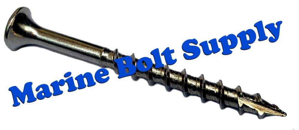 #8 x 2 Type 316 Marine Grade Stainless Steel Deck Screws, Square Drive, Quantity 50 by Marine Bolt Supply