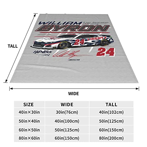 #24 William Byron Throw Blanket 60x50 inch Flannel Soft Blanket for Sofa Bed Office Weighted Blanket - Plush Thick Fuzzy Comfort
