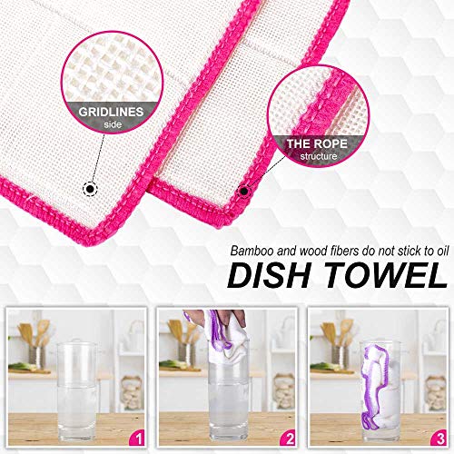 10 Pcs Kitchen Dish Cloths Set, Premiunm Bamboo Fiber Dishcloth Towels. Reusable and Absorbent Dish Cloths & Dish Towels,Suitable for Kitchen Bathroom and Cleaning Counters,(12” x 12”)
