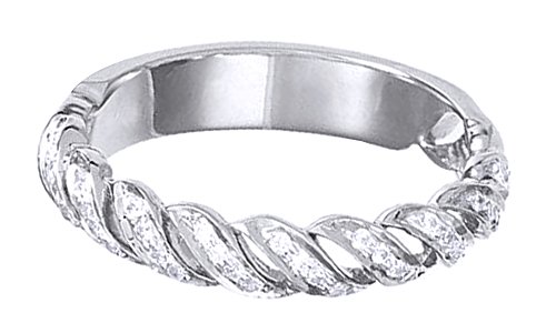 0.2 Ct White Diamond Twisted Engagement Wedding Ring In 14K Solid White Gold, Ring size-12.5