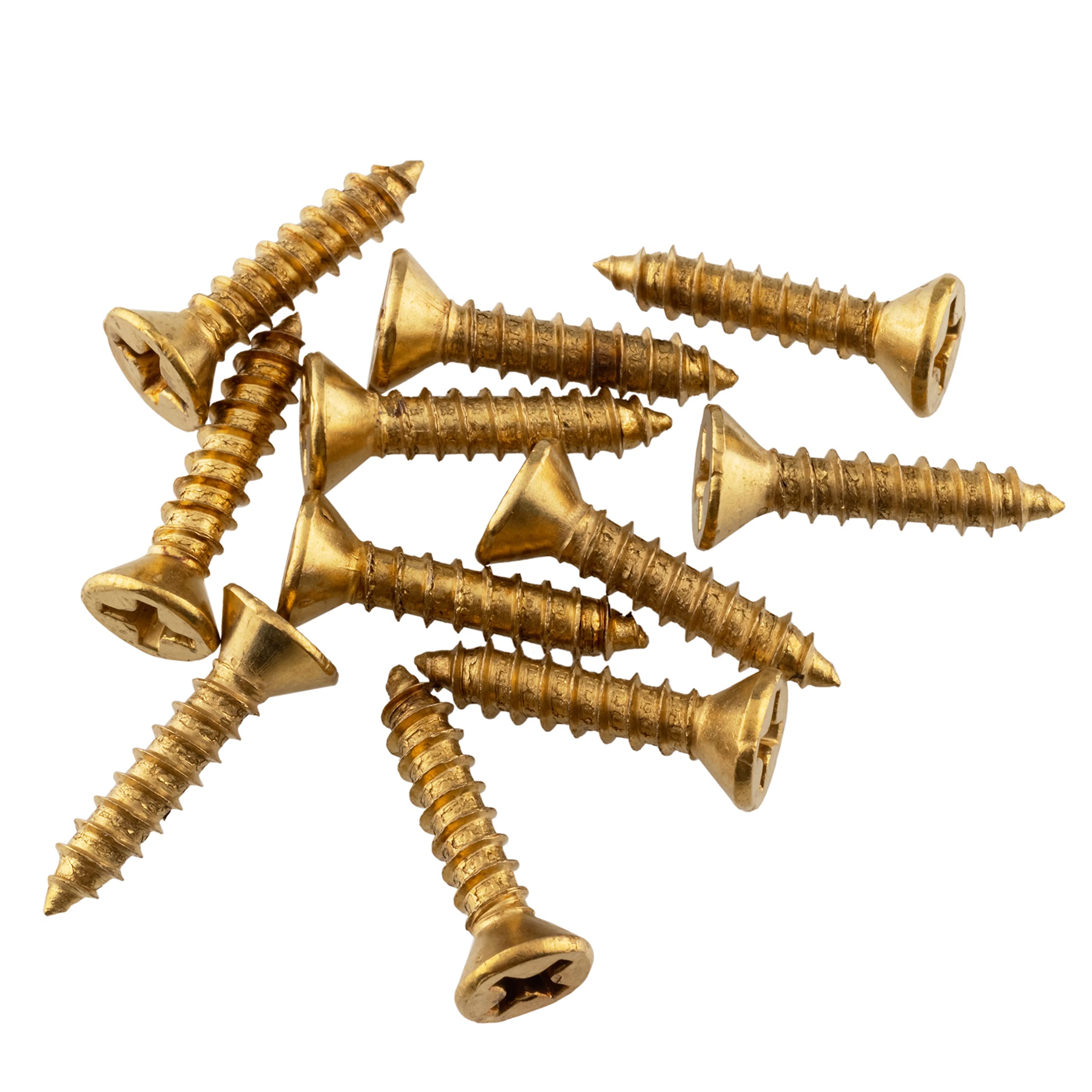 #5 x 5/8" Brass Flat Head Phillips Wood Screws - Pack of 25 - Self Tapping Screws for Wood - FH558-SB