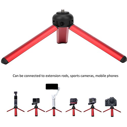 01 Aluminium Alloy Desktop Tripod Action Camera Mini Bracket Accessory with Extension Rods, Sports Cameras, Phones, Mirrorless Cameras and Other Equipment for Pocket 2(Mini Version red)