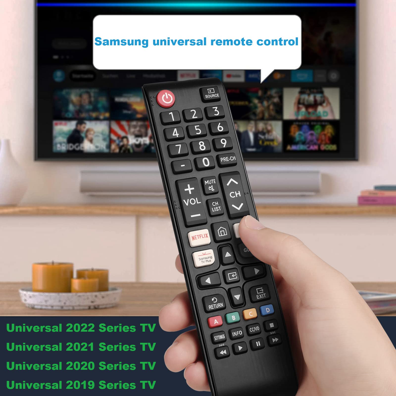 【Pack of 2】 New Universal Remote for All Samsung TV Remote, Replacement Compatible for All Samsung Smart TV, LED, LCD, HDTV, 3D, Series TV