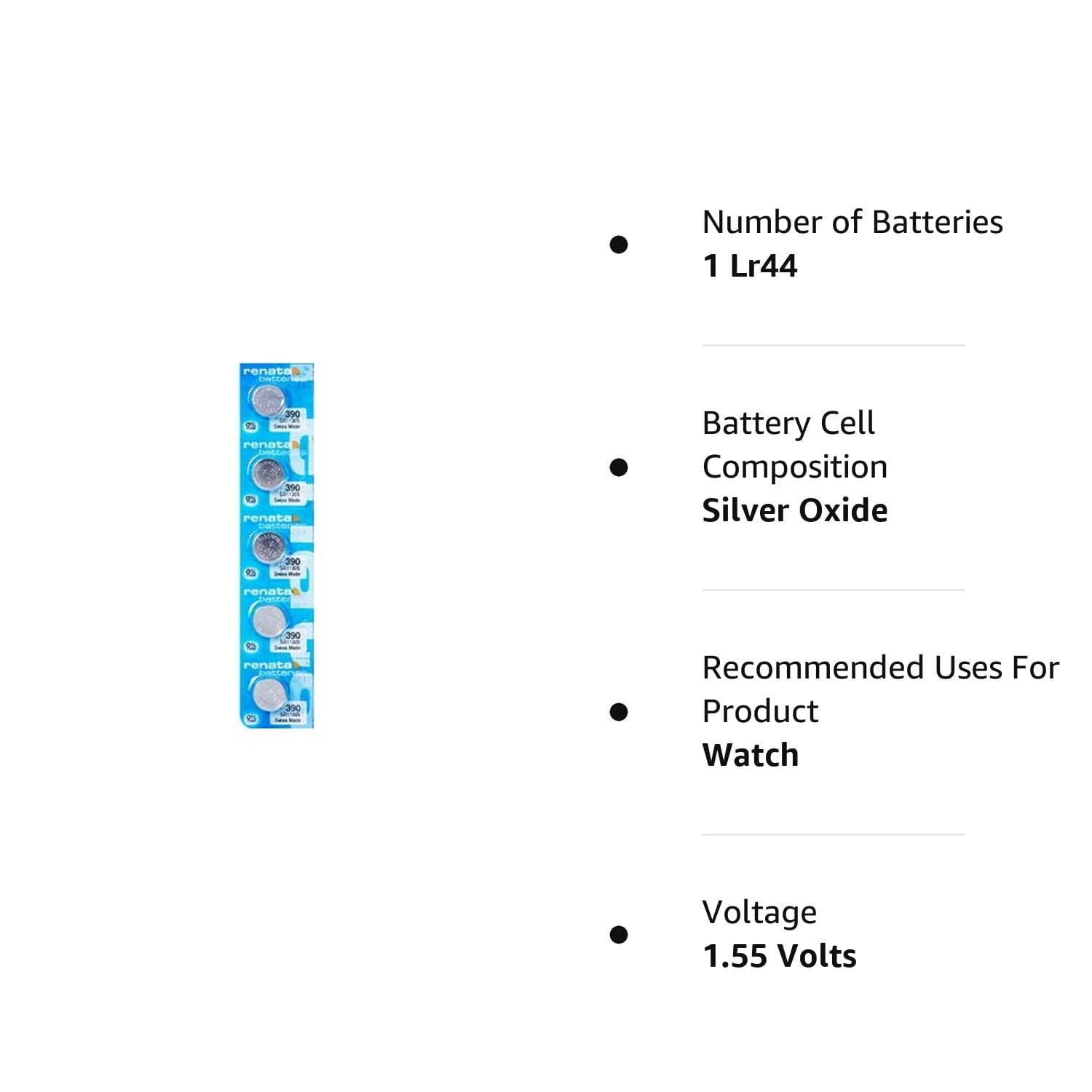 #390 Renata Watch Batteries 5Pcs