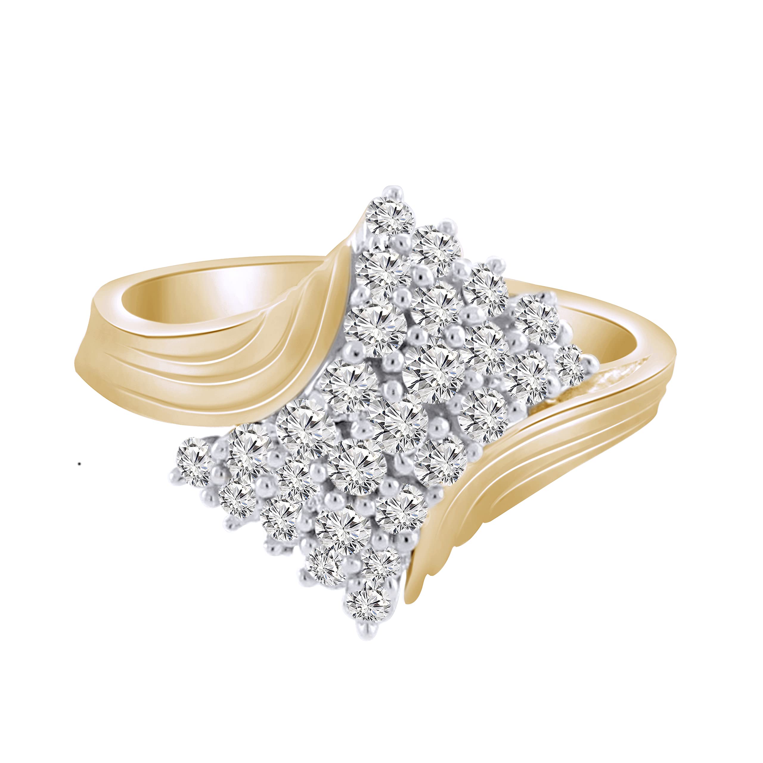 0.67 Ctw Round Cut Diamond 14k Yellow Gold Over Cluster Engagement Ring_US-9