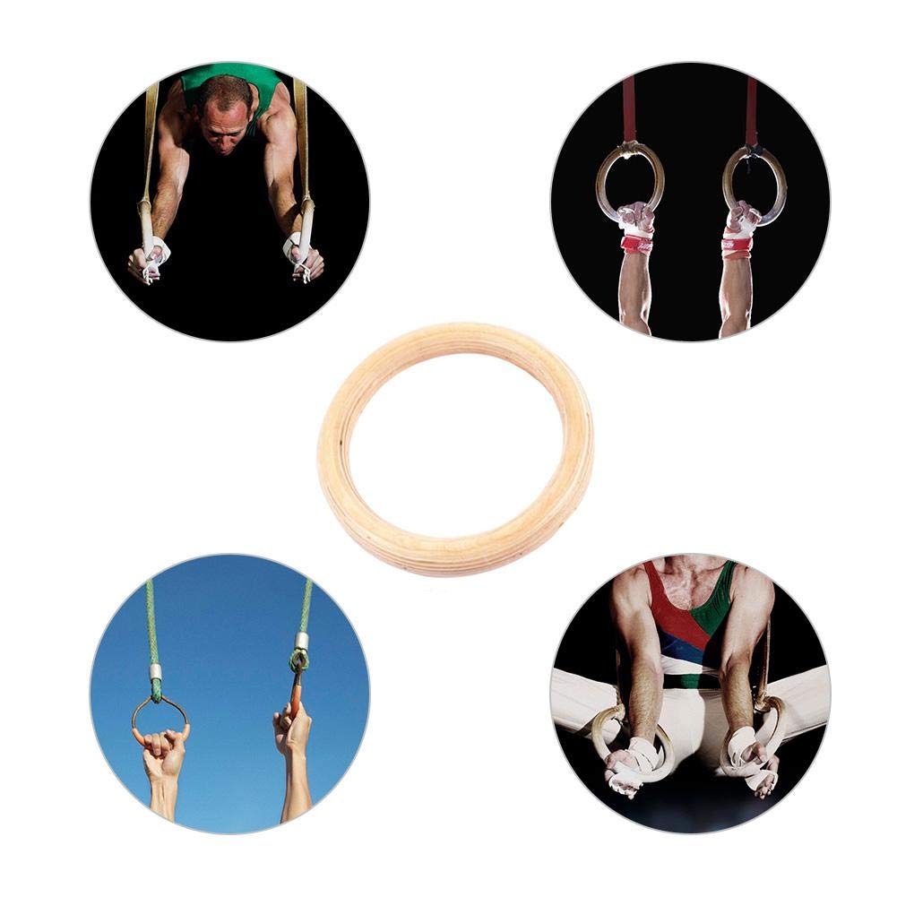 1 Pcs Gymnastic Ring Wooden Gym Ring, Fitness Ring, Exercise Ring, Heavy Duty Gym Equipment for Training Workout, Strength Training, Gymnastics, Olympic (Without Strap, Only 1 Ring)