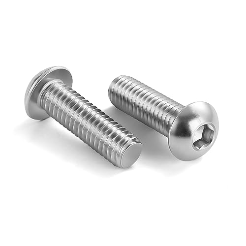 1/4-20 x 1 Button Head Socket Cap Screws, 18-8 Stainless Steel 304, Allen Hex Drive, Bright Finish, Full Thread, 25 PCS