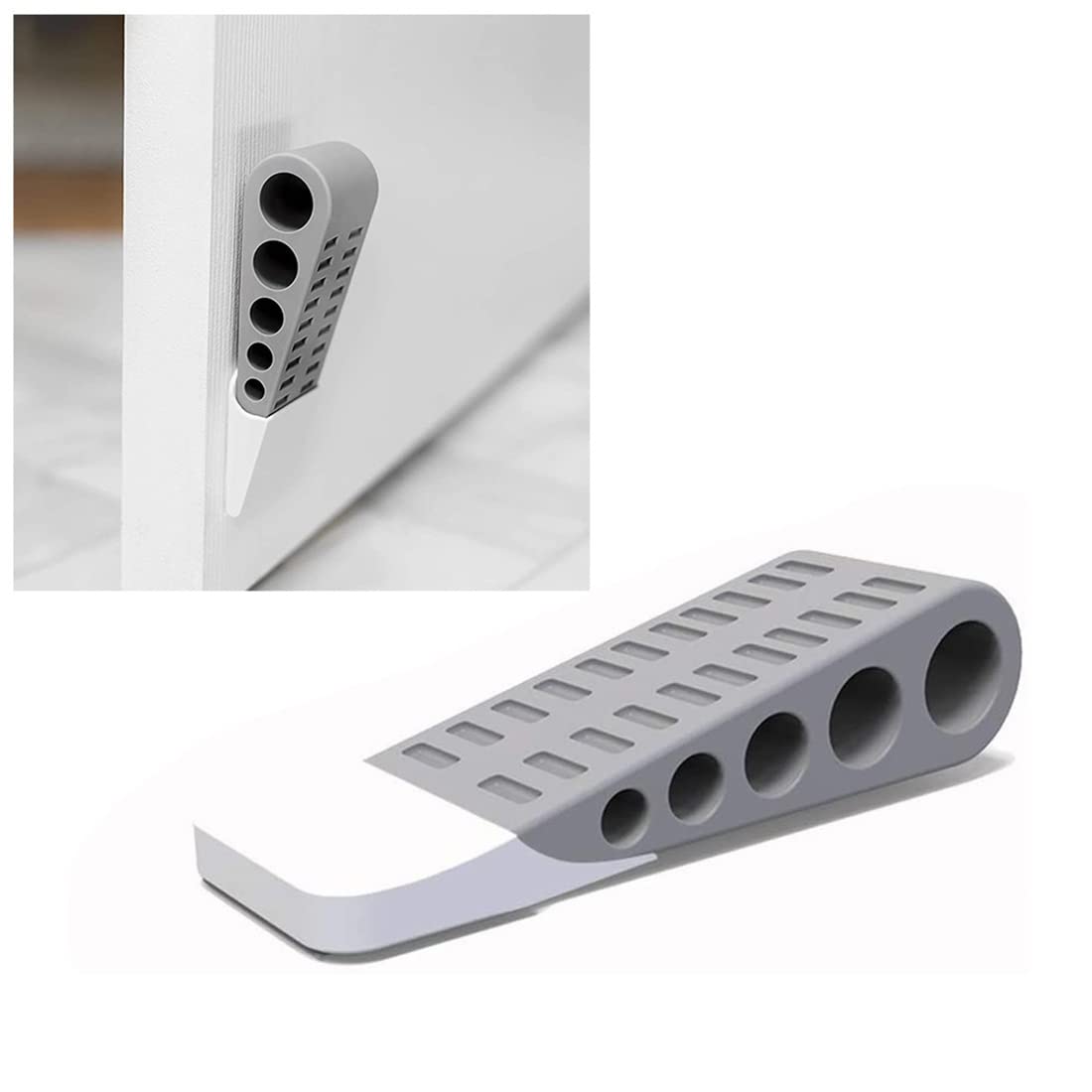 1 Pcs Door Stopper, Anti-Slip Rubber Door Stop with White Holder, Heavy Duty Safe Door Floor Protector, Wedge Premium Rubber Door Stops Door Chucks Stoppers for Home Office Bottom of Door