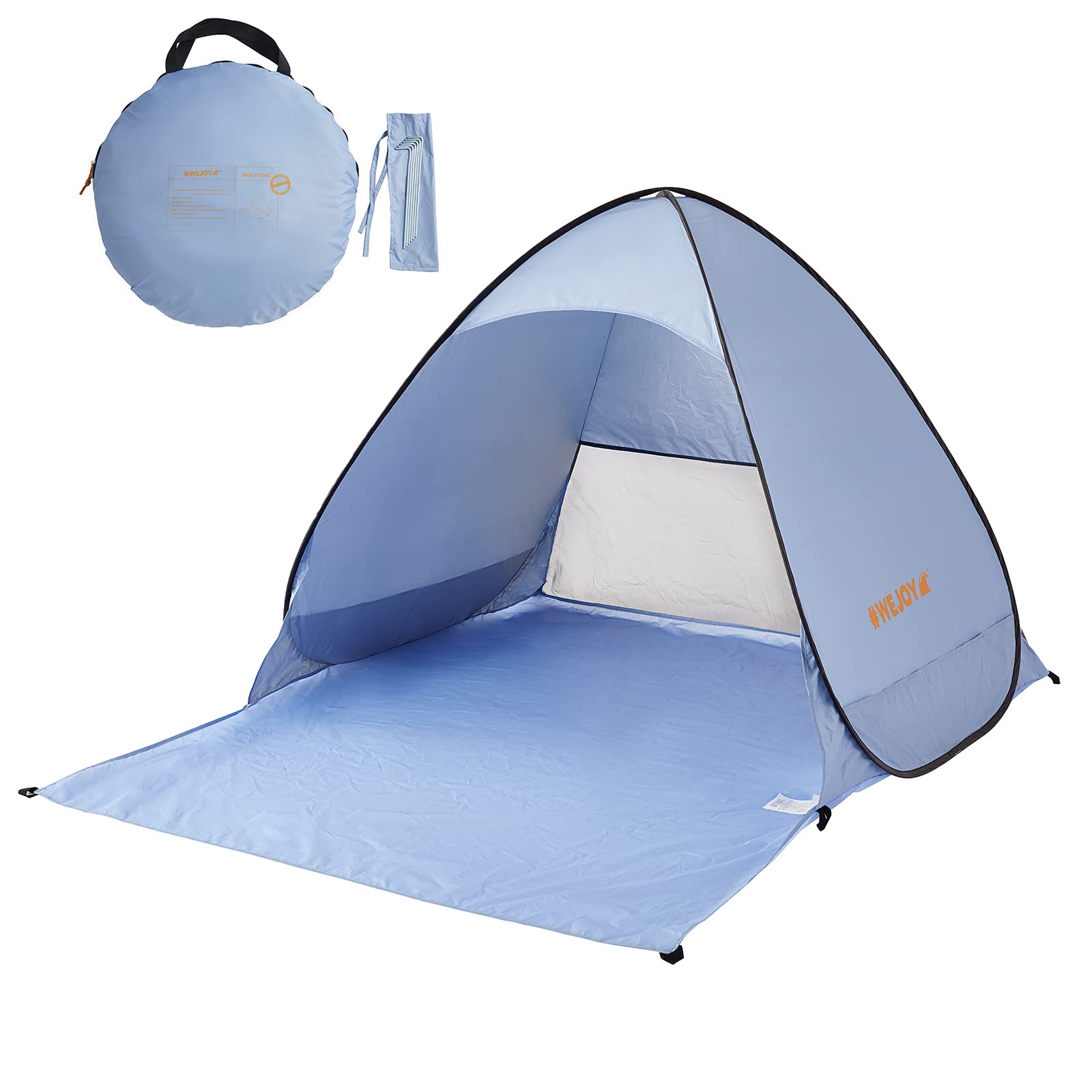 #WEJOY Pop Up Beach Tent Sun Shelter Automatic Instant Ultra Light Portable Outdoors Quick Cabana Tent for Beach Sun Shade, UPF 50+, LIGHTBLUE_2 Person, (47 + 24) × 57 × 43"