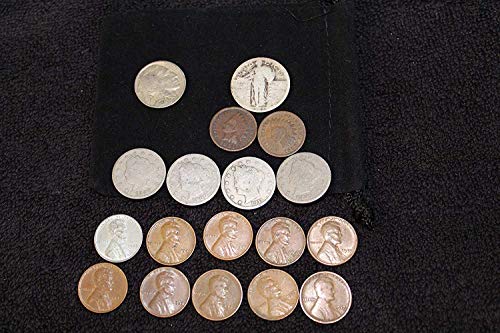 1 Ultimate Collection of Old Coins. 2 Indian Head Pennies, 10 Wheat Pennies, 4 Liberty Nickels, and 1 Silver Walking Liberty Quarter Good