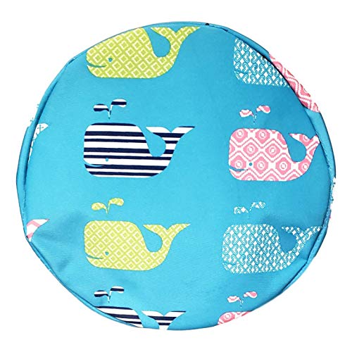101 BEACH Fabric Bucket Tote Bag for Children - Toys - Easter Basket - Can Be Personalized (Turquoise Whale - Embroidered Name)