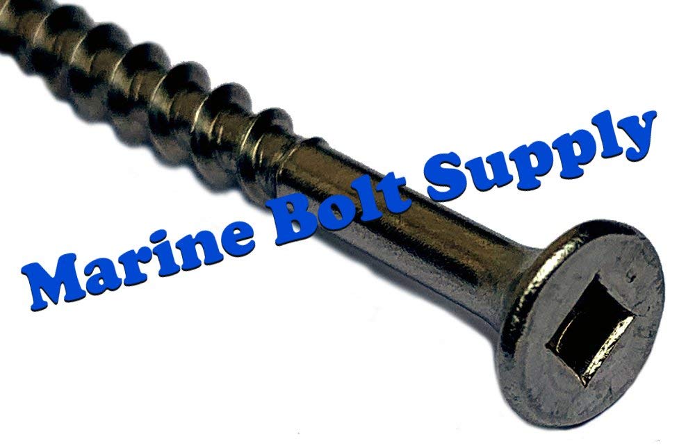 #8 x 2 Type 316 Marine Grade Stainless Steel Deck Screws, Square Drive, Quantity 50 by Marine Bolt Supply