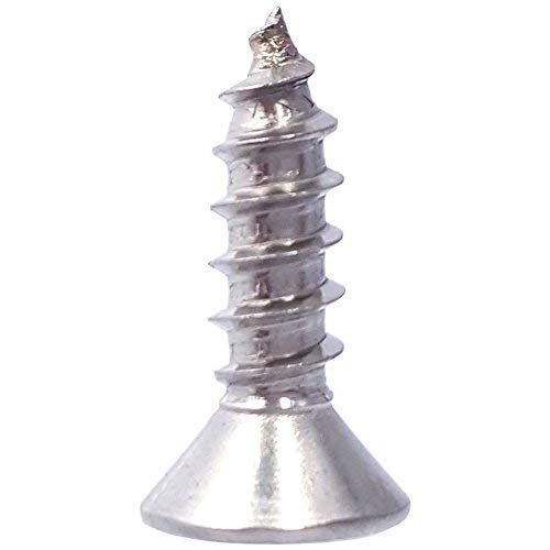 #6 x 3/8" Flat Head Wood Screws, Phillips Drive, Type 316 Marine Grade Stainless Steel, Full Thread, Bright Finish, Quantity 25 by Fastenere