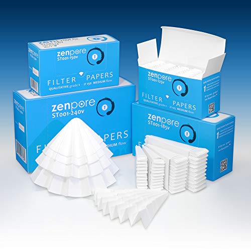 12.5 cm Fluted Filter Paper, Pre-Pleated (Folded), Qualitative Grade 1 - ZENPORE Medium Flow 125 mm (100 Discs)