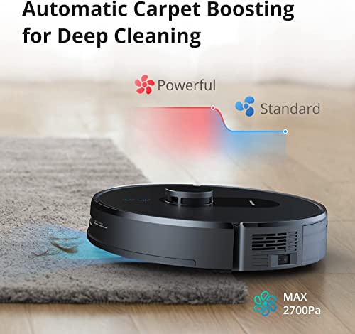 + 360 S8 Plus Robot Vacuum Cleaner and Mop Combo with Self-Emptying Dock, Botslab LIDAR Navigation Smart Mapping Robot, 2700Pa Suction, Work with Alexa, Ideal for Pet Hair, Carpet and Hard Floor