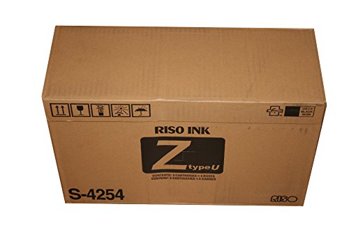 10 Riso Brand S-4254 Z Type Black Ink Tubes, For Risograph RZ/EZ / MZ Series Duplicators