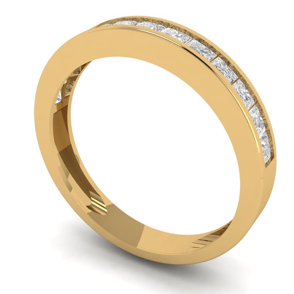 0.84 ct Princess Cut Clear Simulated Diamond 14k Yellow Gold Stackable Wedding Engagement Promise anniversary Band Sz 7.25