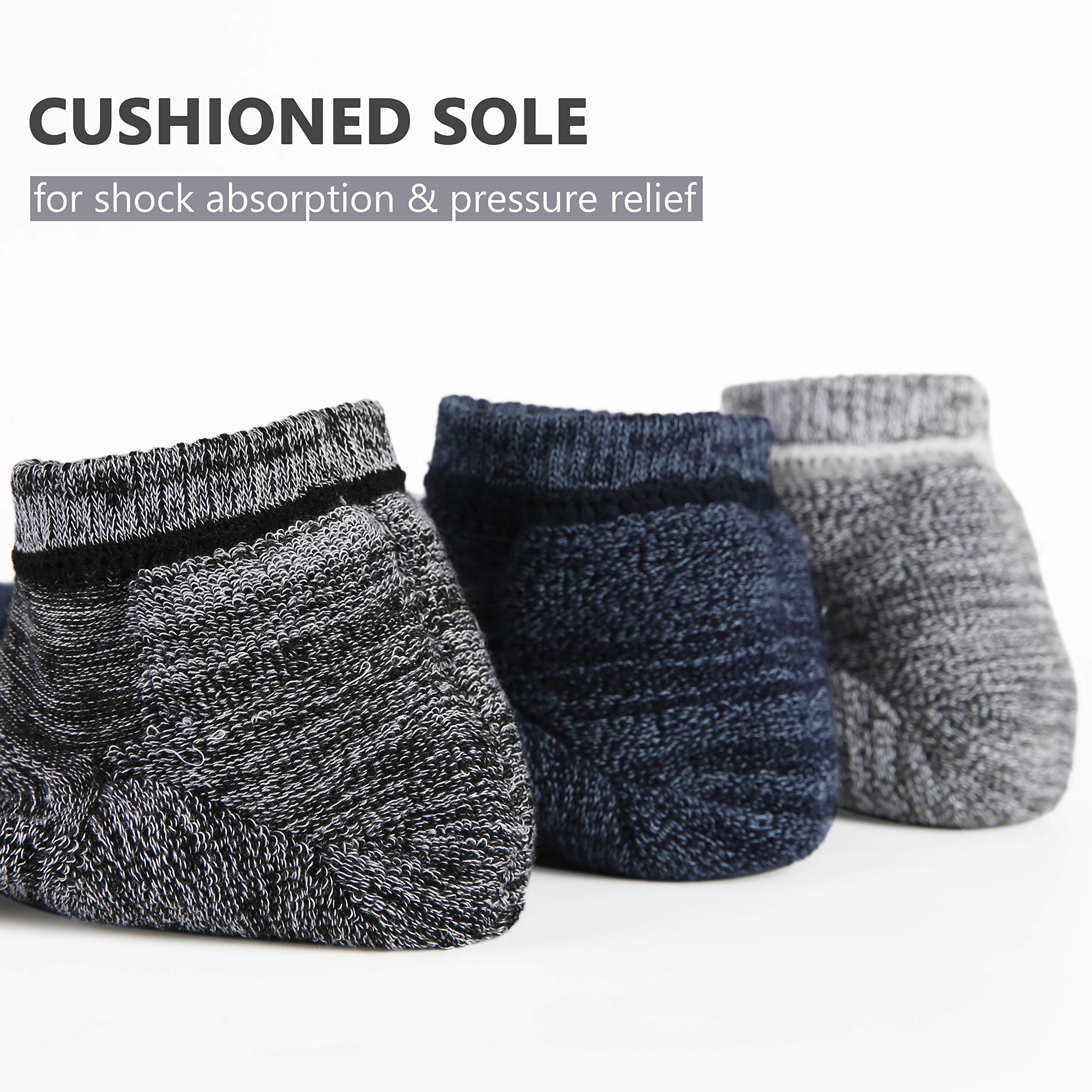 +MD Mens Bamboo Seamless Low Cut Athletic Socks Moisture Wicking Cushioned No Show Running Socks 4Grey13-15