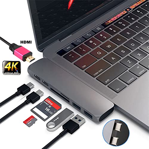 #V2iwOH Double USB Type C to 4K Hdmi 2 USB 3 0 Sd/Tf Card Reader 2 Type C 7 in 2 Hub Adapter