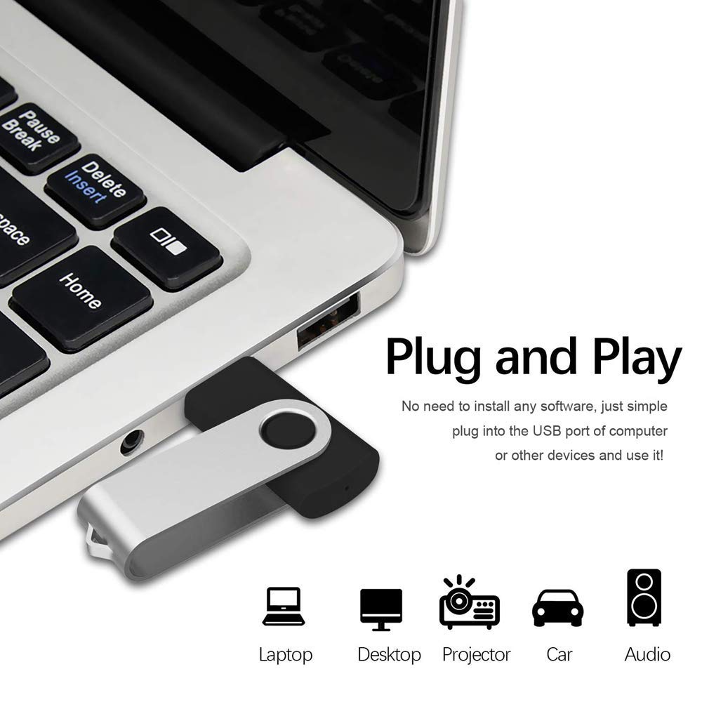 10 Pack of Colorful 8GB USB 2.0 Flash Drives and 10 Pack of Black 8GB USB 2.0 Flash Drives - 20 Pack by Aiibe