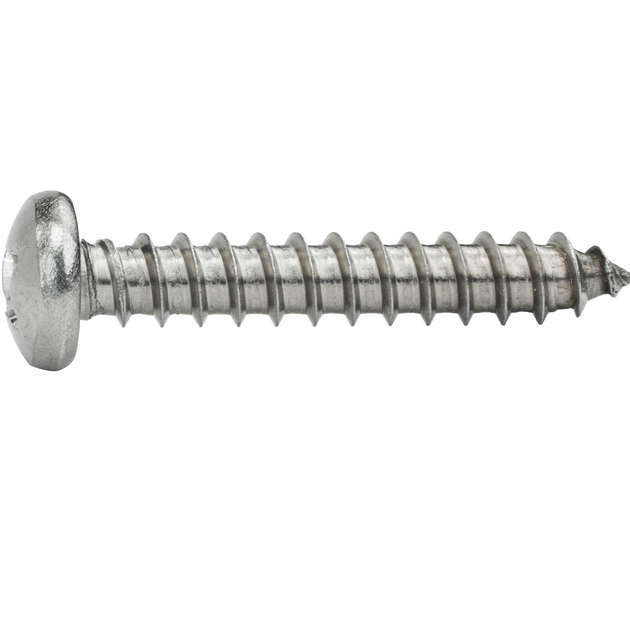 #8 x 3/8" Pan Head Sheet Metal Screws, Stainless Steel 18-8, Full Thread, Bright Finish, Self-Tapping, Quantity 100 by Fastenere
