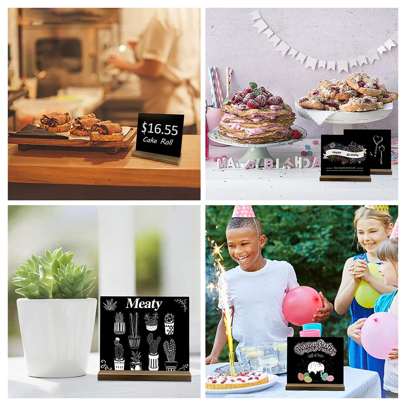 1 Set Chalkboard Signs with Stable Base Mini Chalkboard Signs with Stand Wooden Chalkboard Signs Easy Writing Detachable Mini Blackboard for Desktop Wedding Message Board Party Table Number Home Stor